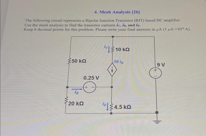 Solved The following circuit represents a Bipolar Junction | Chegg.com