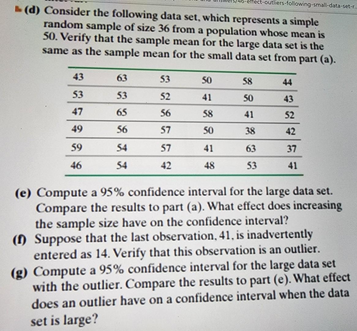 Solved 46. Effect of Outliers The following small data set | Chegg.com