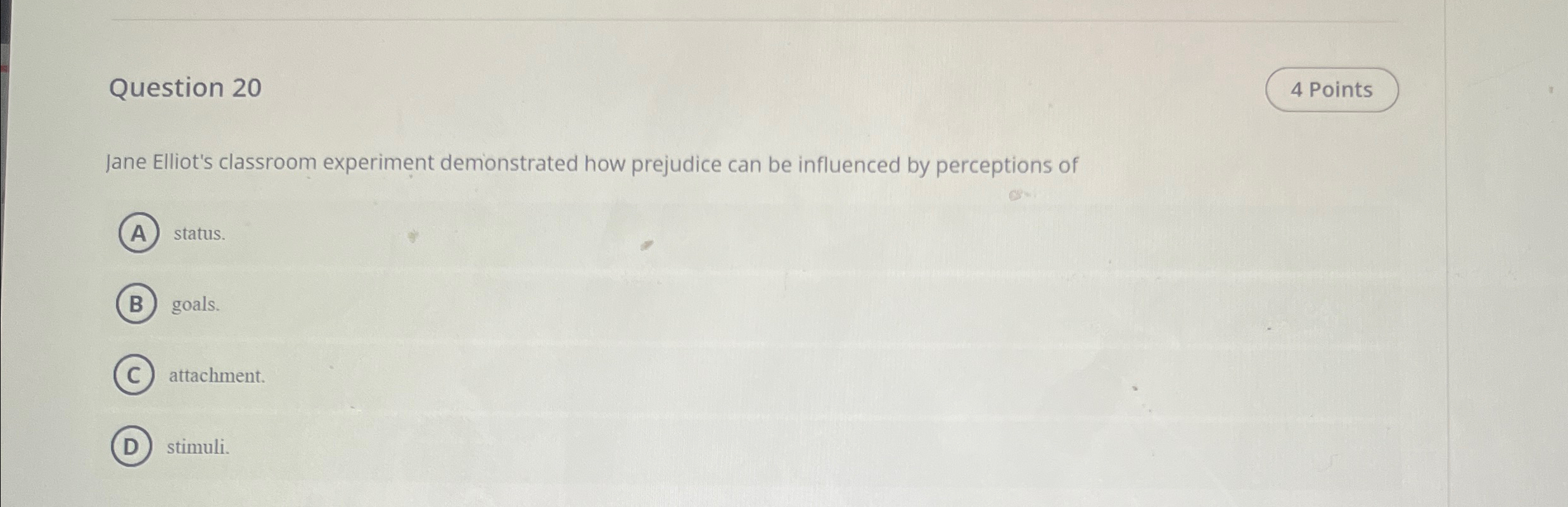 Solved Question 204 ﻿PointsJane Elliot's classroom | Chegg.com