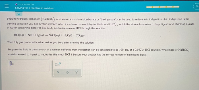Solved O STOICHIOMETRY Solving for a reactant in solution | Chegg.com