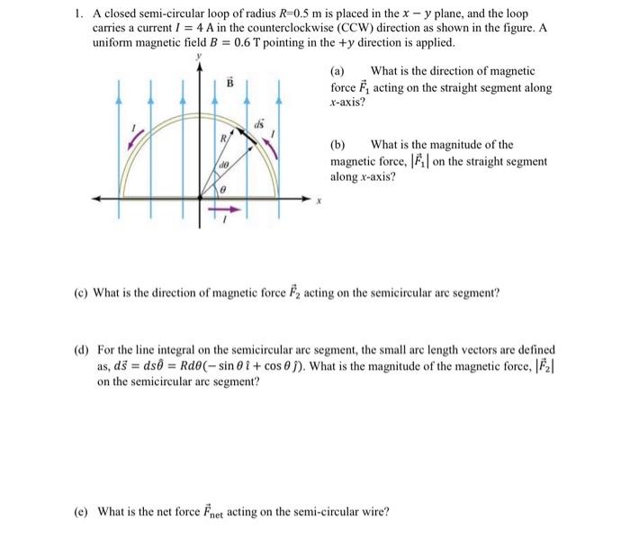 Solved 1. A closed semi-circular loop of radius R=0.5 m is | Chegg.com