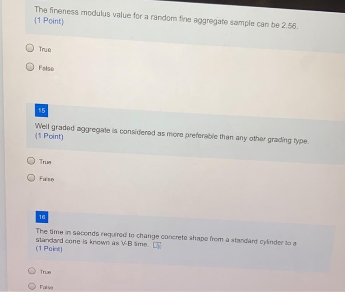 Solved The fineness modulus value for a random fine | Chegg.com