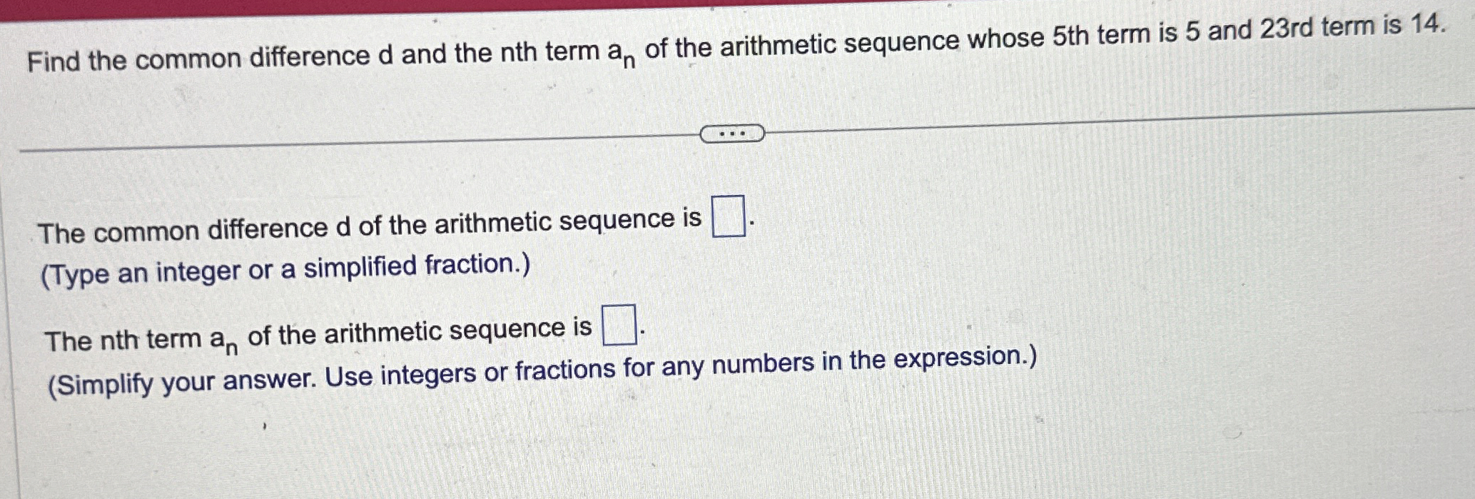Solved Find the common difference d ﻿and the nth term an ﻿of | Chegg.com