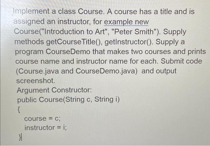 Solved Implement a class Course. A course has a title and is | Chegg.com