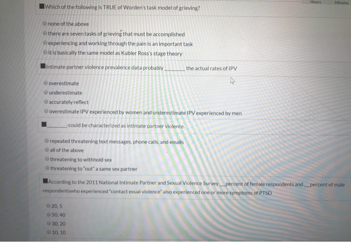 Solved Which of the following is TRUE of Worden's task model | Chegg.com