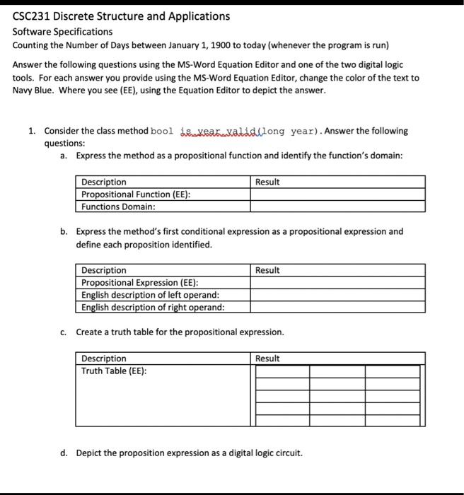 CSC231 Discrete Structure and Applications Software | Chegg.com