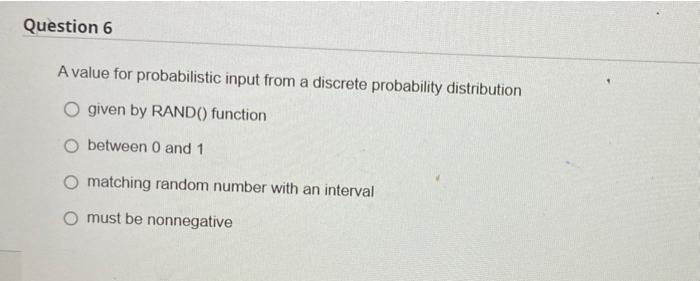 Solved A value for probabilistic input from a discrete | Chegg.com