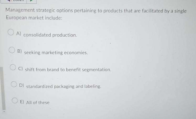 Solved Management strategic options pertaining to products | Chegg.com