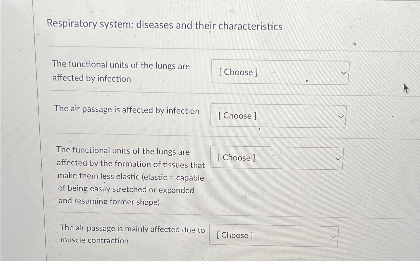 Solved Respiratory system: diseases and their | Chegg.com
