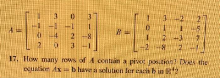 Solved Exercises 17−20 refer to the matrices A and B below. | Chegg.com