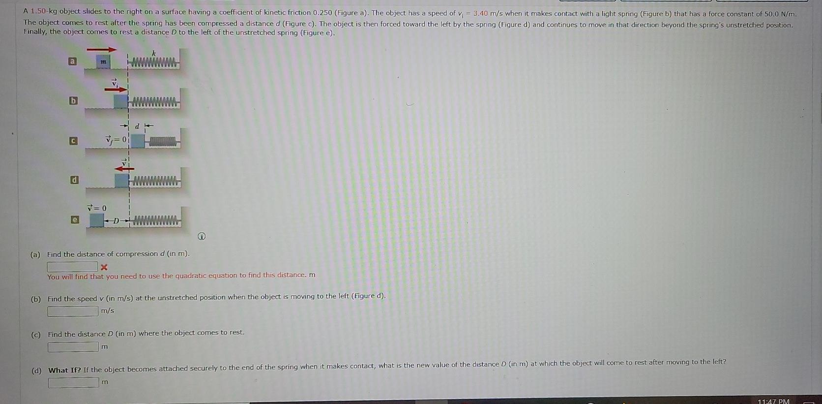 Solved A 1.50-kg object slides to the right on a surface | Chegg.com