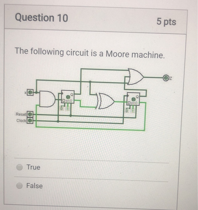 Solved Question 10 5 pts The following circuit is a Moore | Chegg.com
