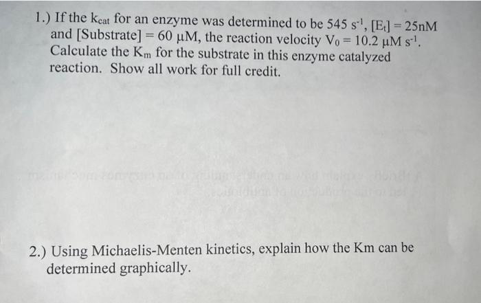 [Solved]: biochemistry problems 1.) If the ( mathrm{