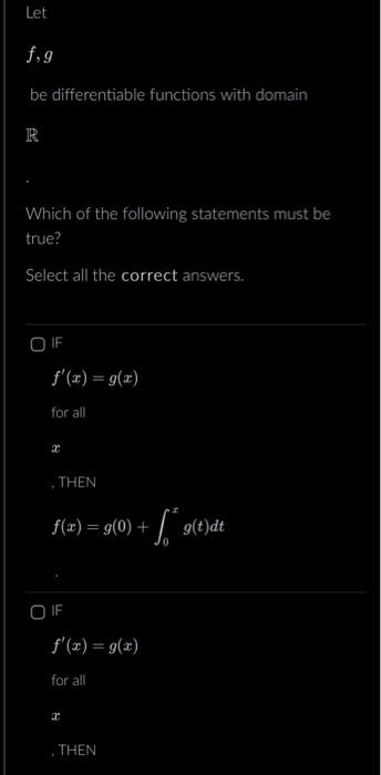 Solved Let f,g be differentiable functions with domain R | Chegg.com