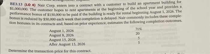 Solved BE3.13 (LO 4) Nair Corp. enters into a contract with | Chegg.com