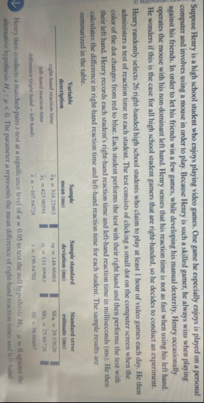 Solved \table[[Variabte description,sample mean ( ﻿ms | Chegg.com