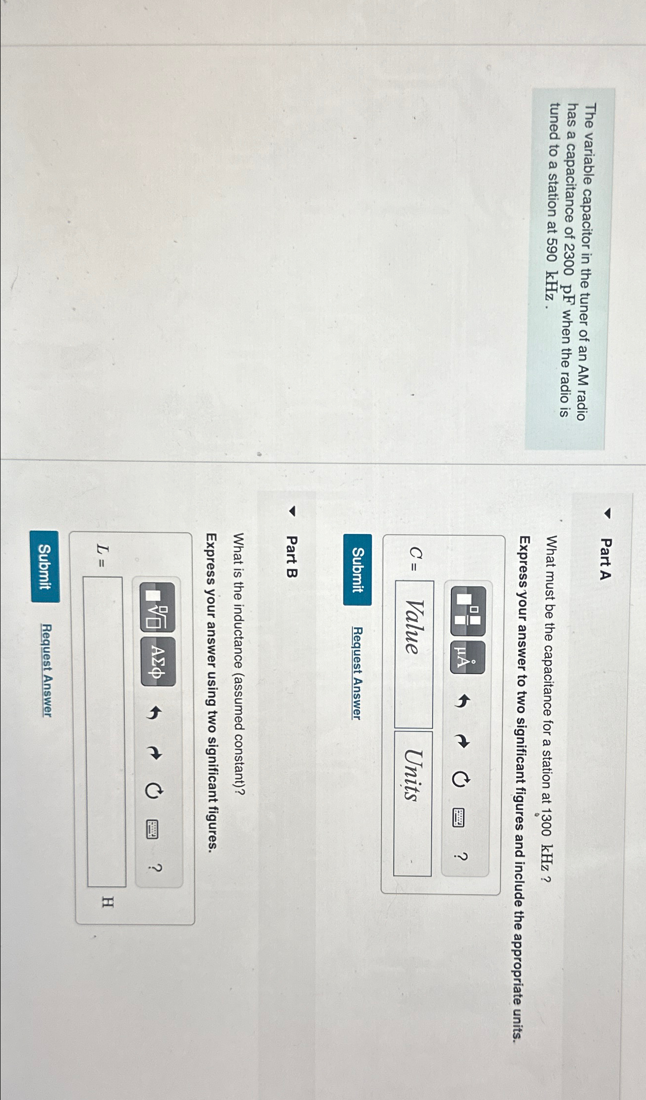 Solved The variable capacitor in the tuner of an AM radio | Chegg.com