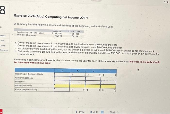 Solved Exercise 2-24 (Algo) Computing net income LO P1 A | Chegg.com