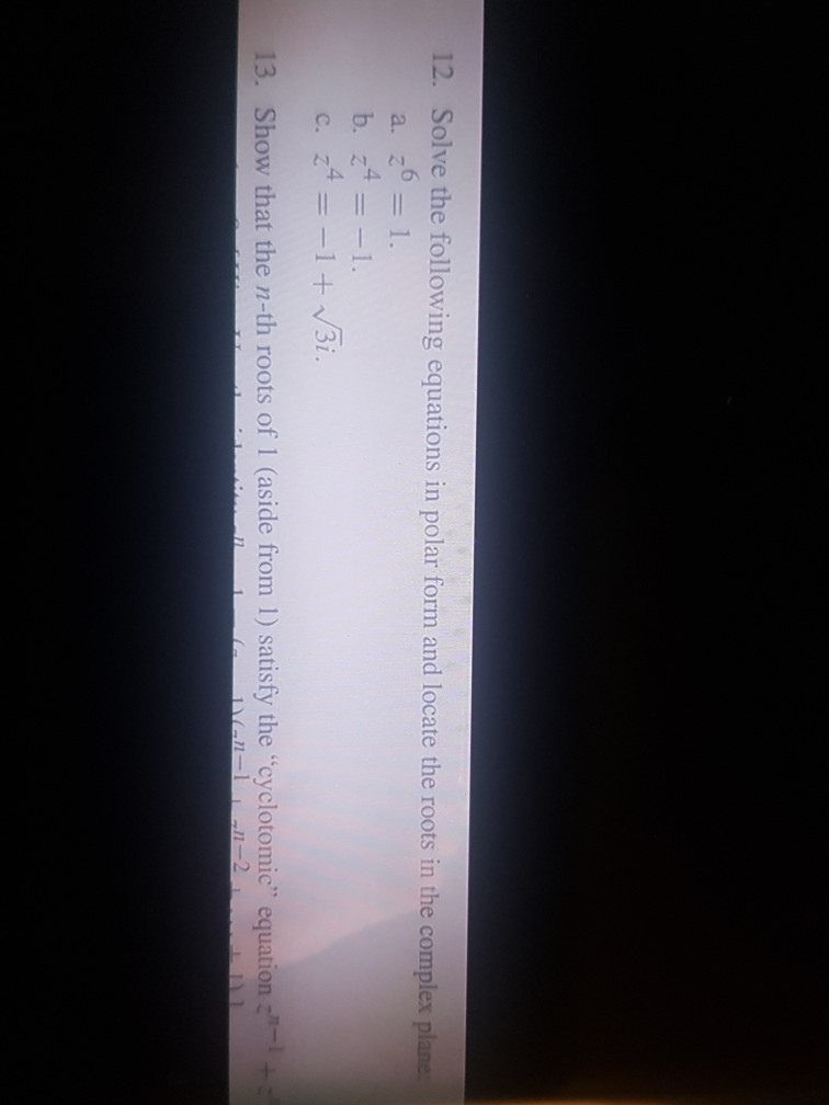 Solved 12. Solve the following equations in polar form and | Chegg.com