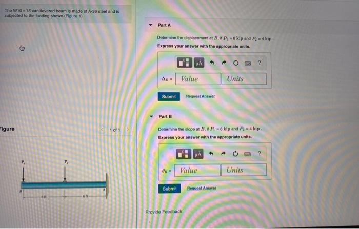 Solved The W10x15 cantilevered beam is made of A-36 steel | Chegg.com