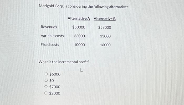 Solved Marigold Corp. is considering the following | Chegg.com