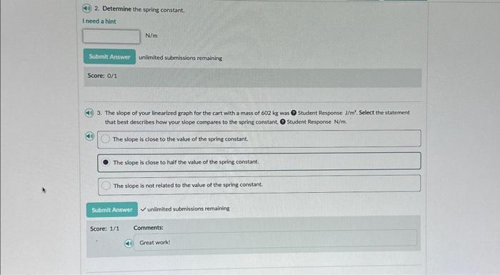 Part 5: Find the Spring Constant The video below | Chegg.com