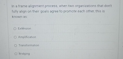 Solved In a frame alignment process, when two organizations | Chegg.com
