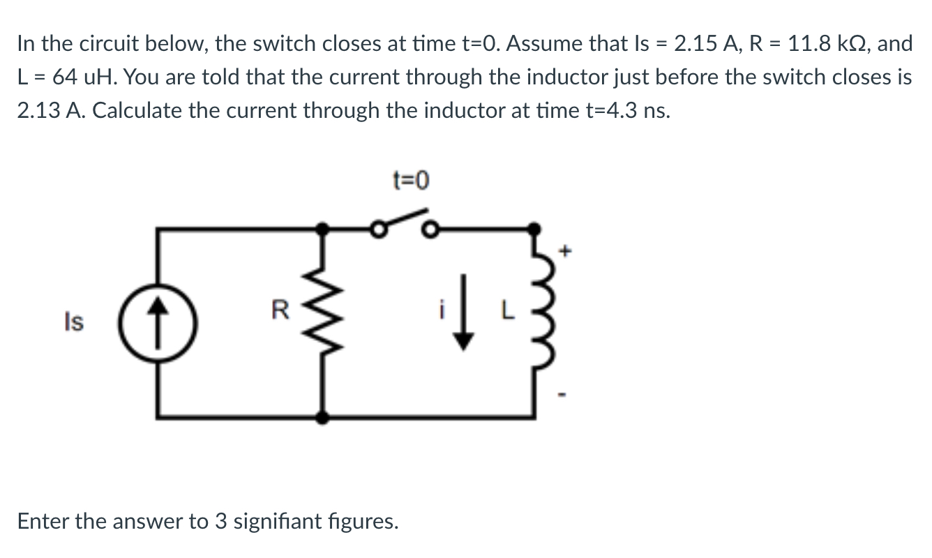 Solved In the circuit below, the switch closes at time t=0. | Chegg.com