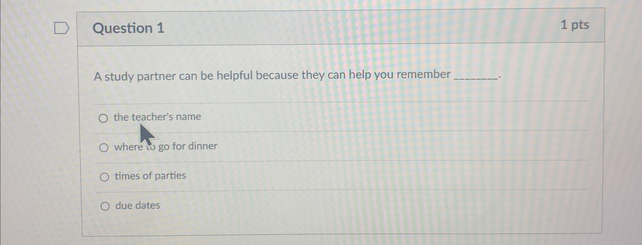 Solved Question 11 ﻿ptsA study partner can be helpful | Chegg.com