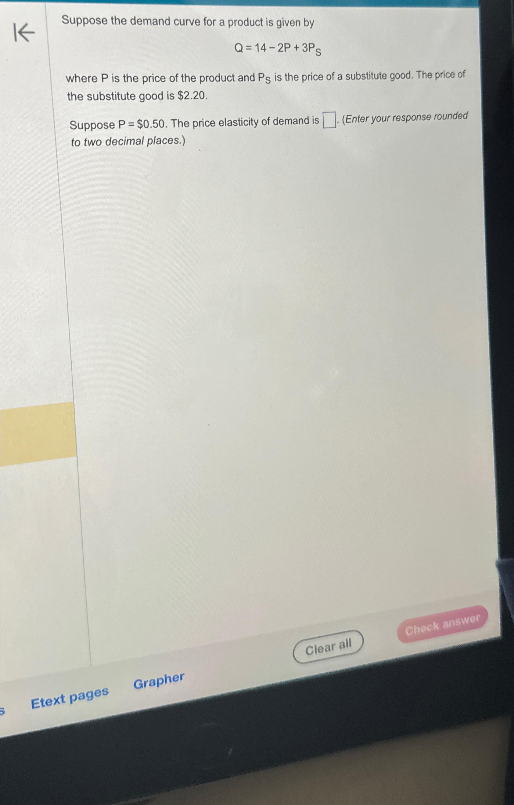 Solved Suppose the demand curve for a product is given | Chegg.com