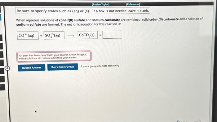 Solved When aqueous solutions of cobalt(II) sulfate and | Chegg.com