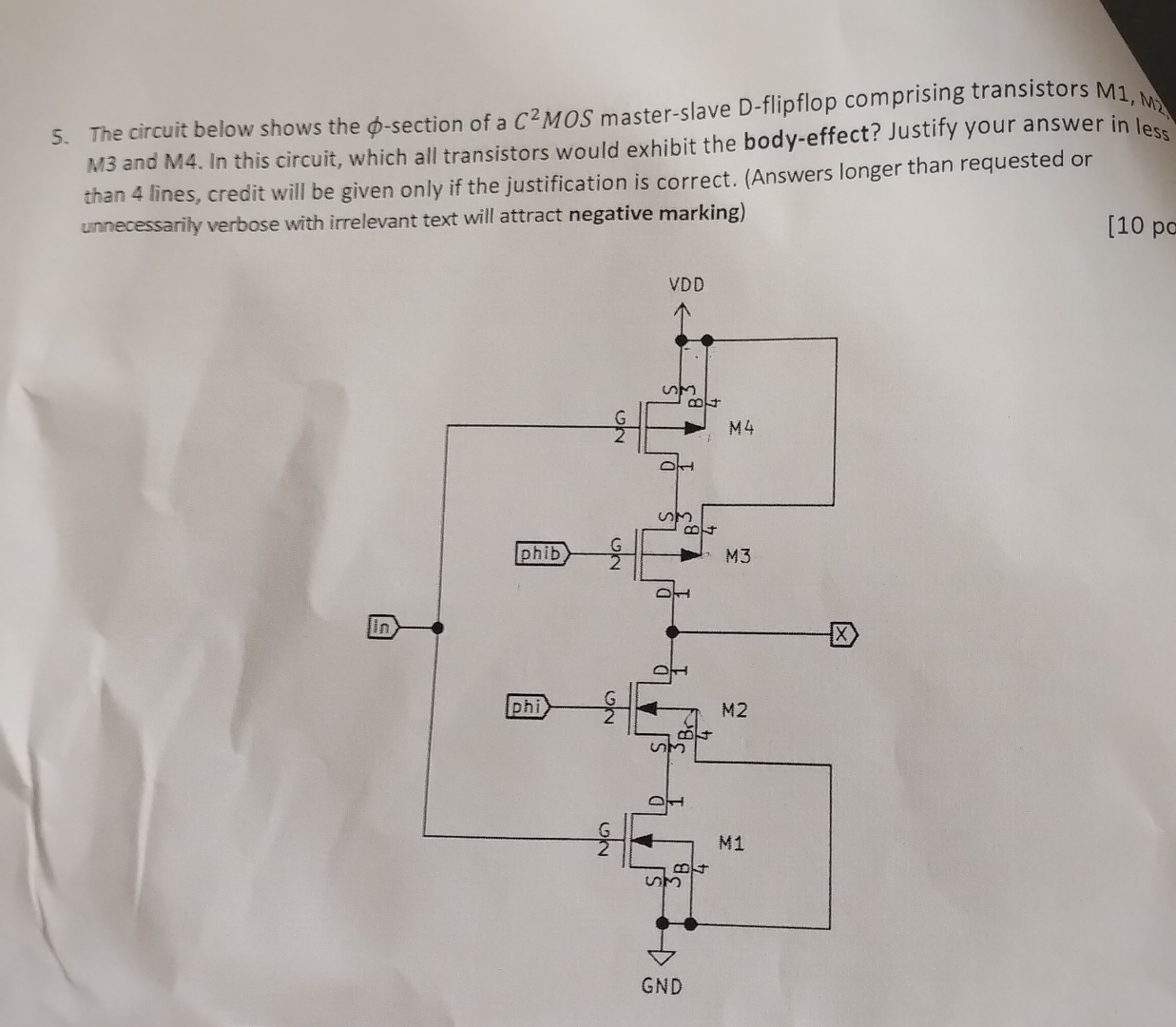 Solved The circuit below shows the φ-section of a C2MOS | Chegg.com