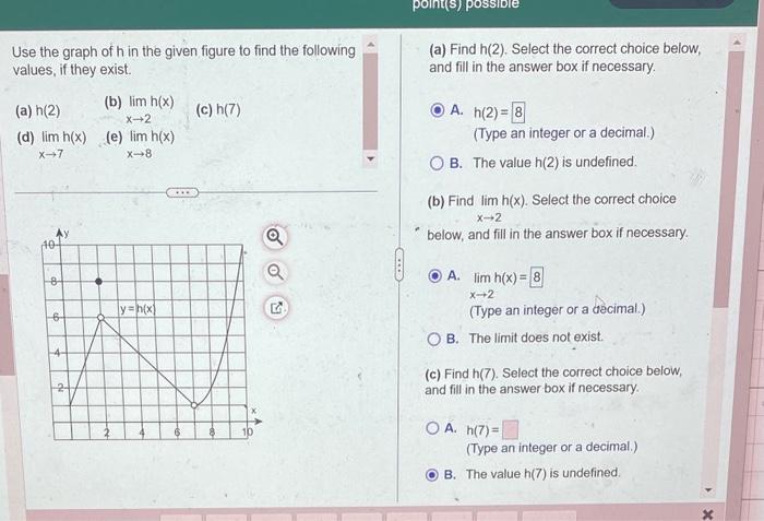 Solved Use the graph of h in the given figure to find the | Chegg.com