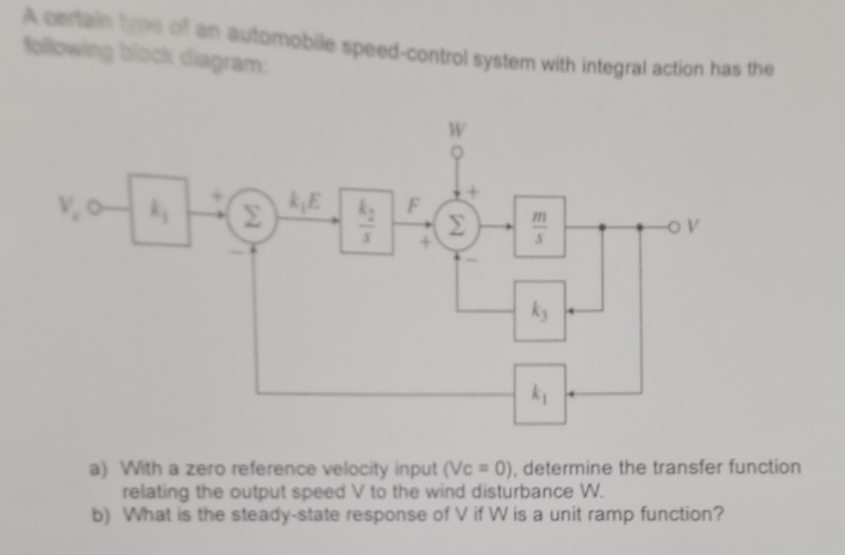 Solved A certain t of an automobile speed-control system | Chegg.com