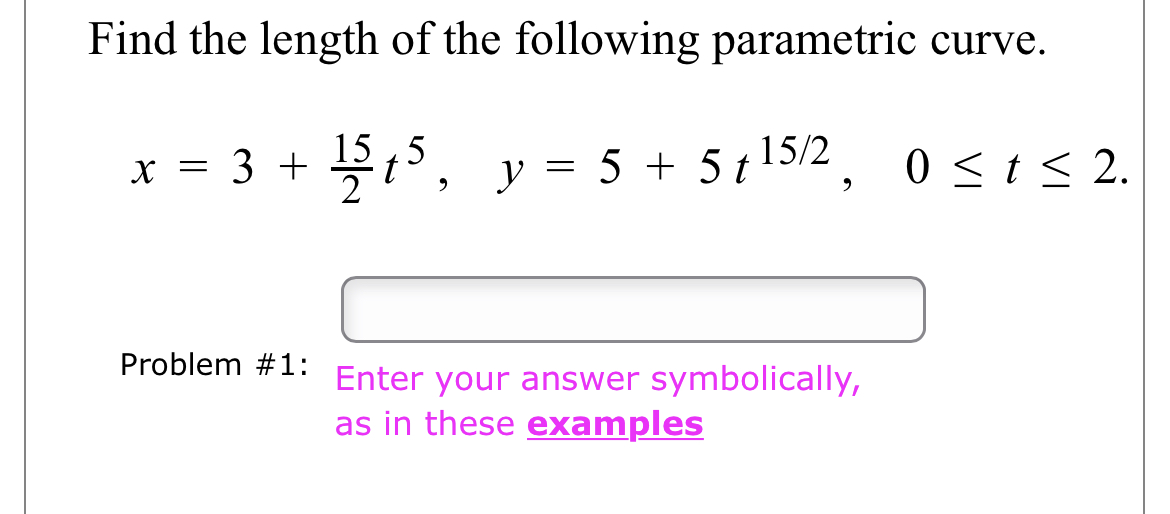 Solved Find the length of the following parametric | Chegg.com