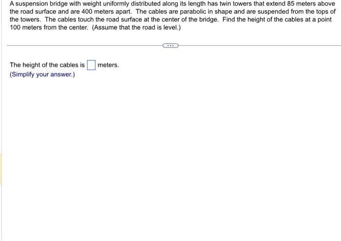 Solved A suspension bridge with weight uniformly distributed | Chegg.com