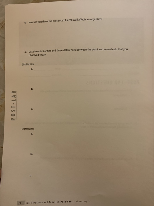 LABORATORY 3 CELL STRUCTURE AND FUNCTION Date: Name | Chegg.com