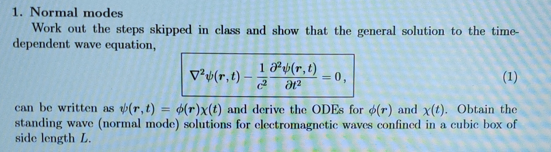 Solved Normal modesWork out the steps skipped in class and | Chegg.com