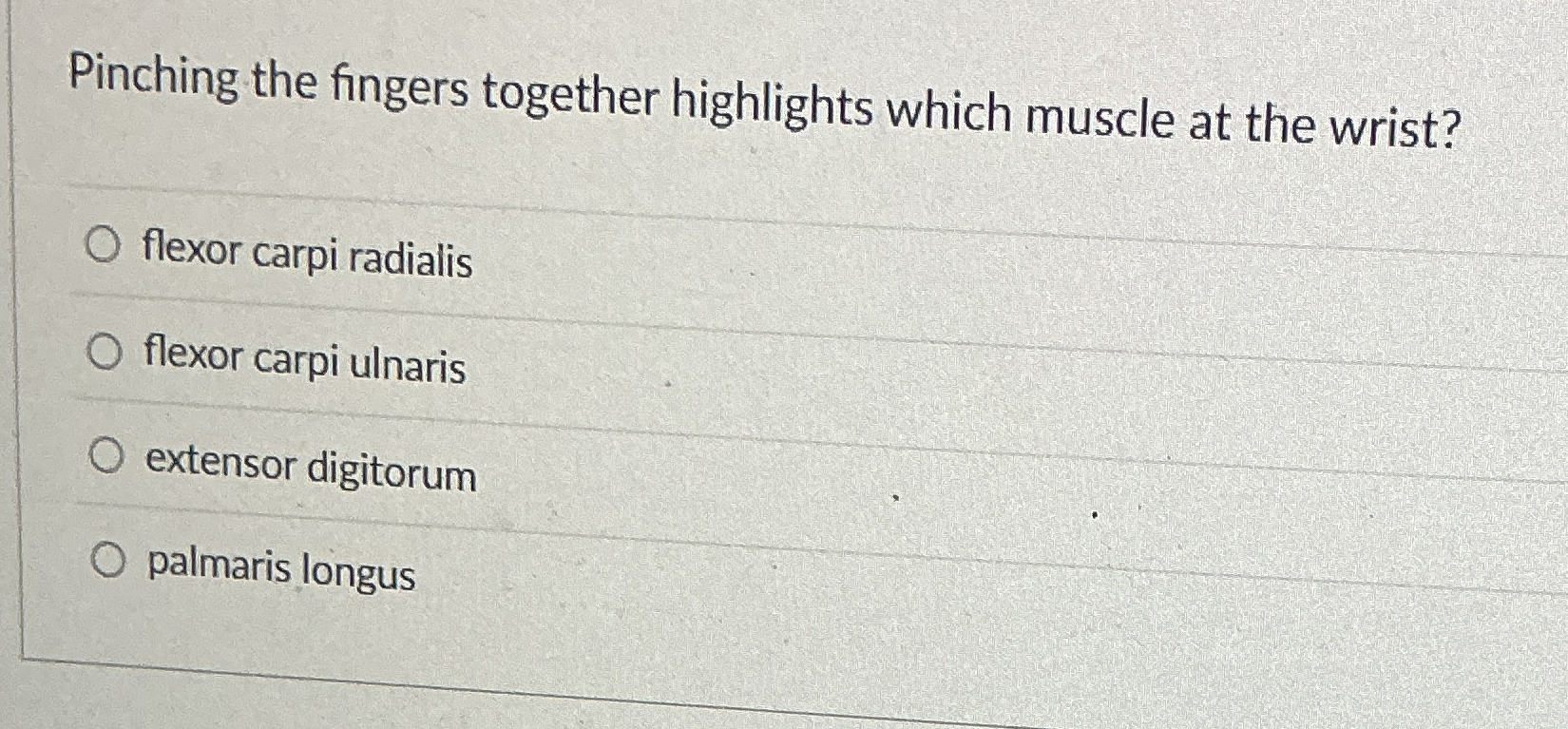Solved Pinching the fingers together highlights which muscle | Chegg.com