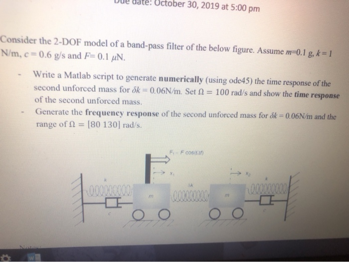 October 30, 2019 at 5:00 pm Consider the 2-DOF model | Chegg.com
