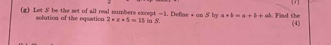 Solved (g) ﻿Let S ﻿be the set of all real numbers except -1. | Chegg.com