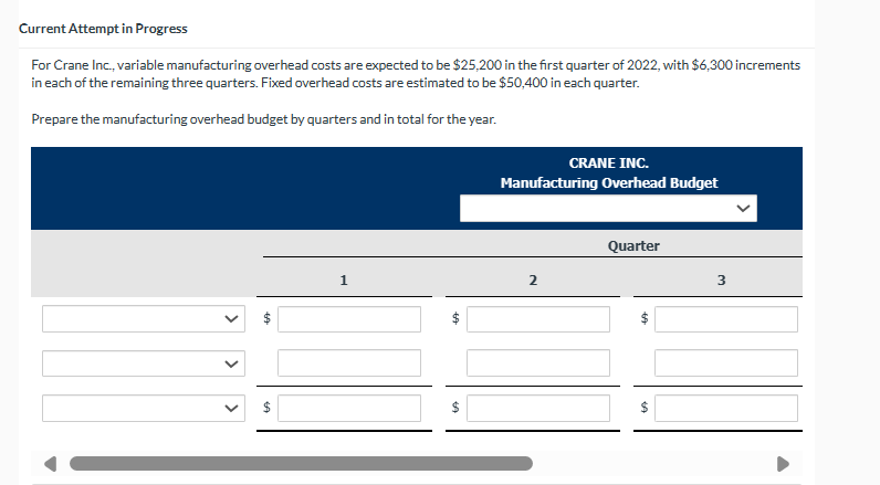 Solved Current Attempt in ProgressFor Crane Inc., variable | Chegg.com
