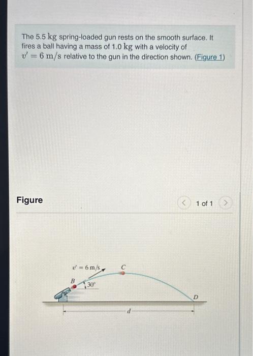 Solved The 5.5 kg spring-loaded gun rests on the smooth | Chegg.com