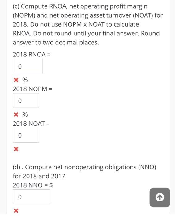 Analysis and Interpretation of ROE and RNOA with No | Chegg.com