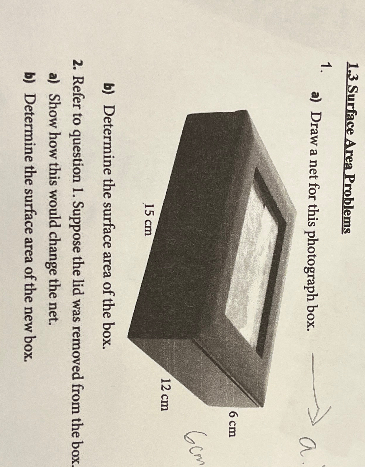 Solved 1.3 ﻿Surface Area Problems1.a) ﻿Draw a net for this | Chegg.com
