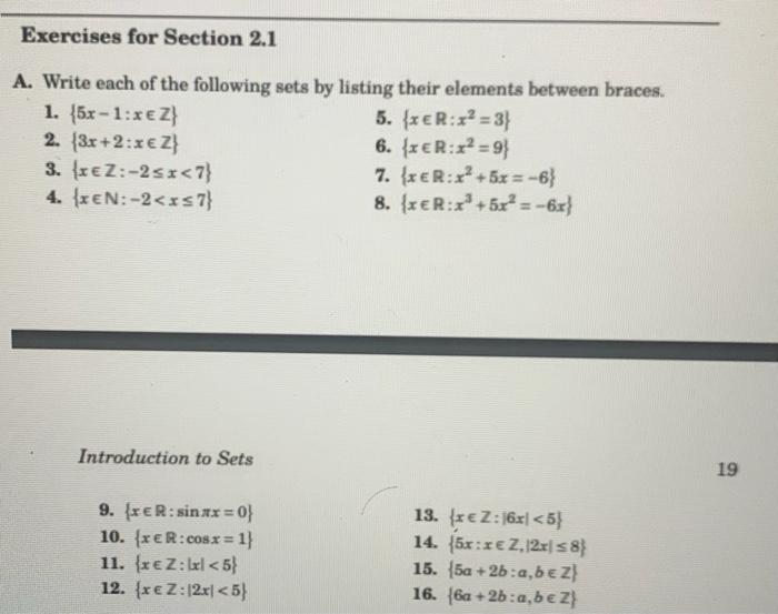 Solved Write each of the following sets by listing their | Chegg.com