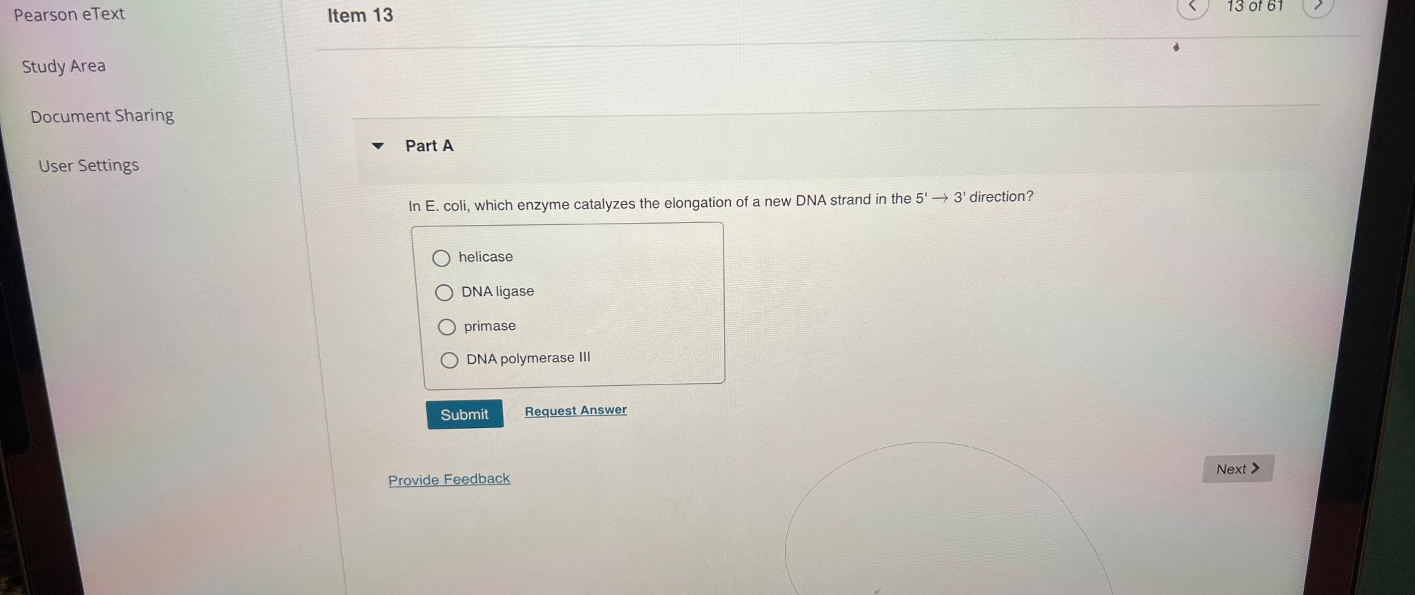 Solved Pearson eTextItem 13Study AreaDocument SharingPart | Chegg.com