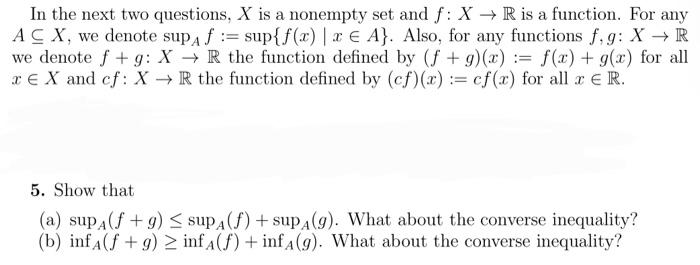 Solved In the next two questions, X is a nonempty set and | Chegg.com
