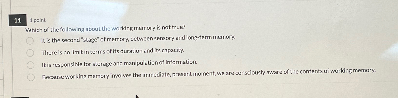 Solved 111 ﻿pointWhich of the following about the working | Chegg.com
