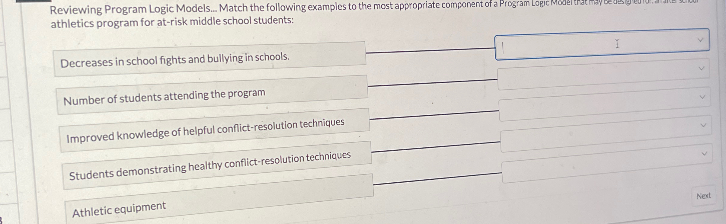Solved Reviewing Program Logic Models... Match the following | Chegg.com
